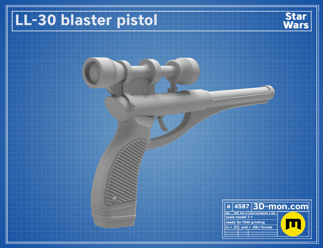 LL-30 Cad Bane Blaster STL | 3D Printable Prop Weapon | 3Demon