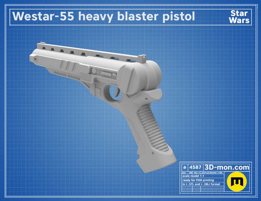 Westar-55 Heavy Blaster Pistol STL | 3D Print | 3Demon