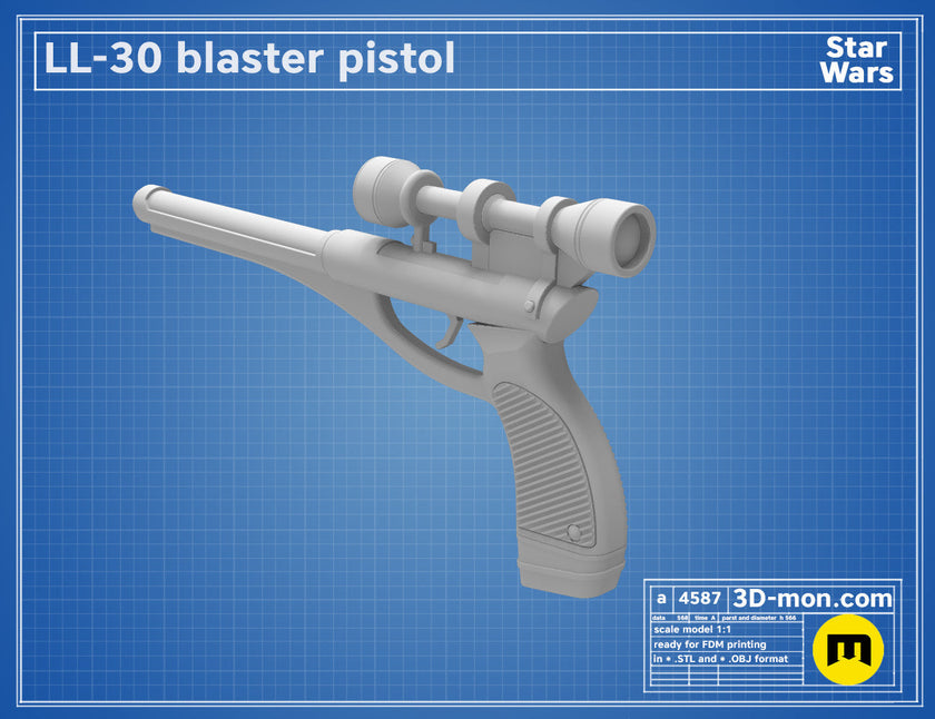 LL-30 Cad Bane Blaster STL | 3D Printable Prop Weapon | 3Demon