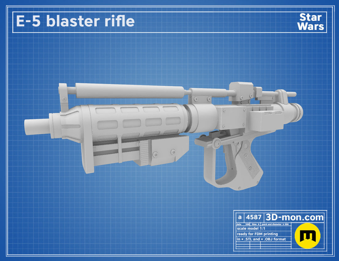 E-5 Blaster Rifle STL | 3D Printable Prop Weapon | 3Demon