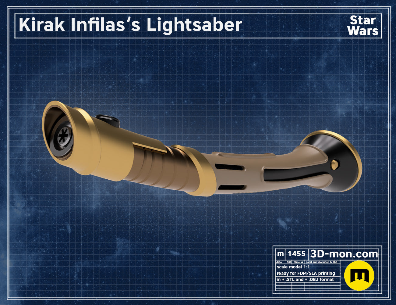 Kirak Infilas's lightsaber STL | 3D Print | 3Demon