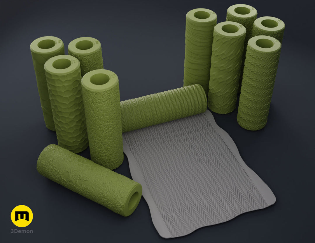 Texture Rollers - Materials STL | 3D Printable Prop | 3Demon